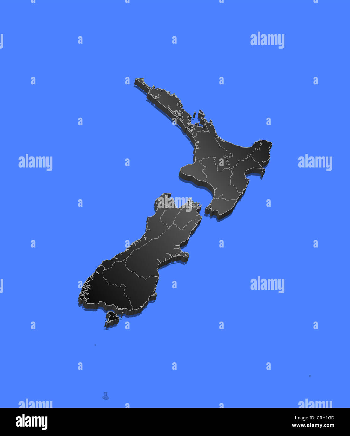 Politische Karte von Neuseeland mit mehreren Regionen Stockfotografie ...