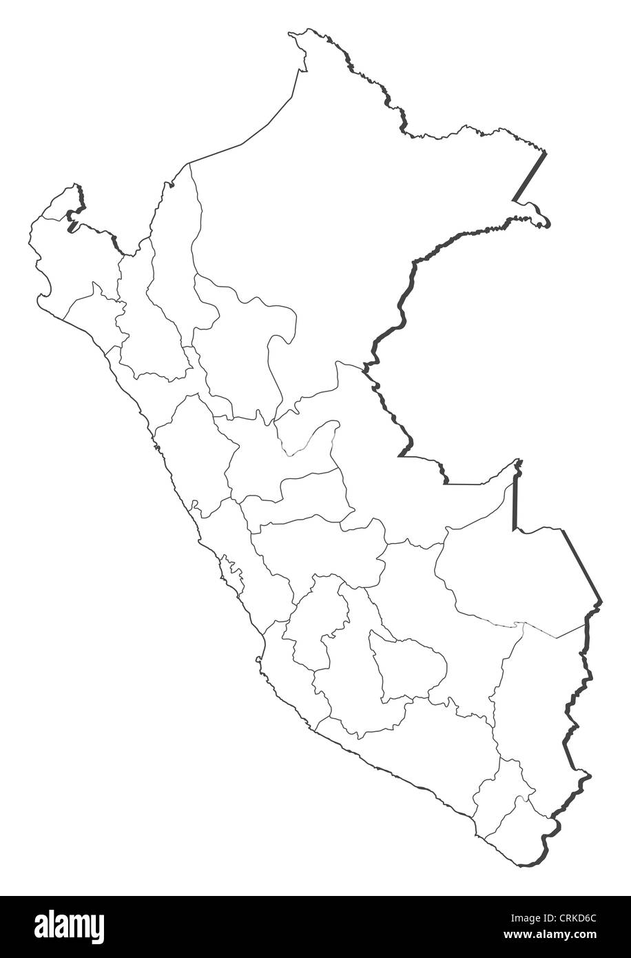 Politische Karte von Peru mit den verschiedenen Regionen ...