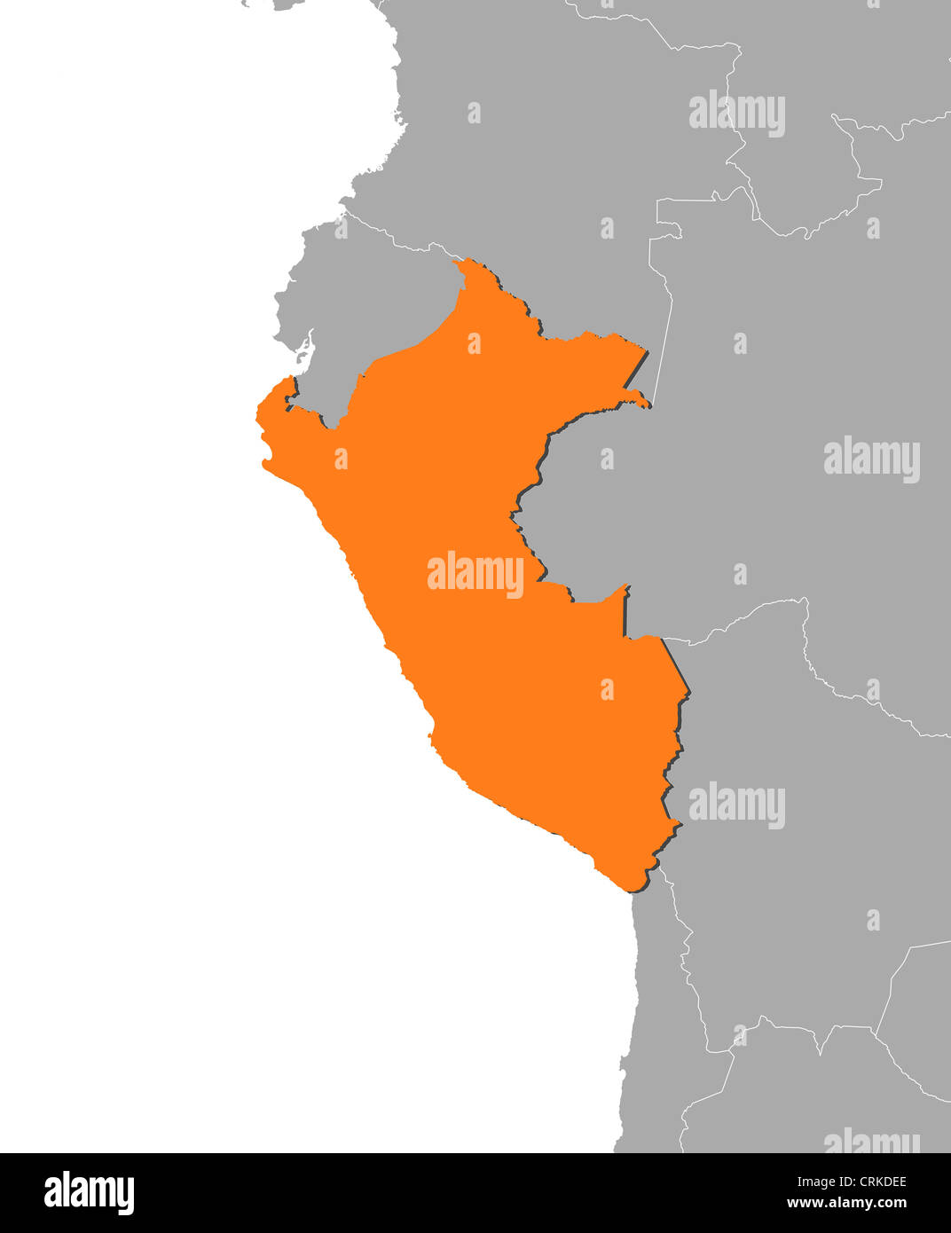 Politische Karte von Peru mit den verschiedenen Regionen ...