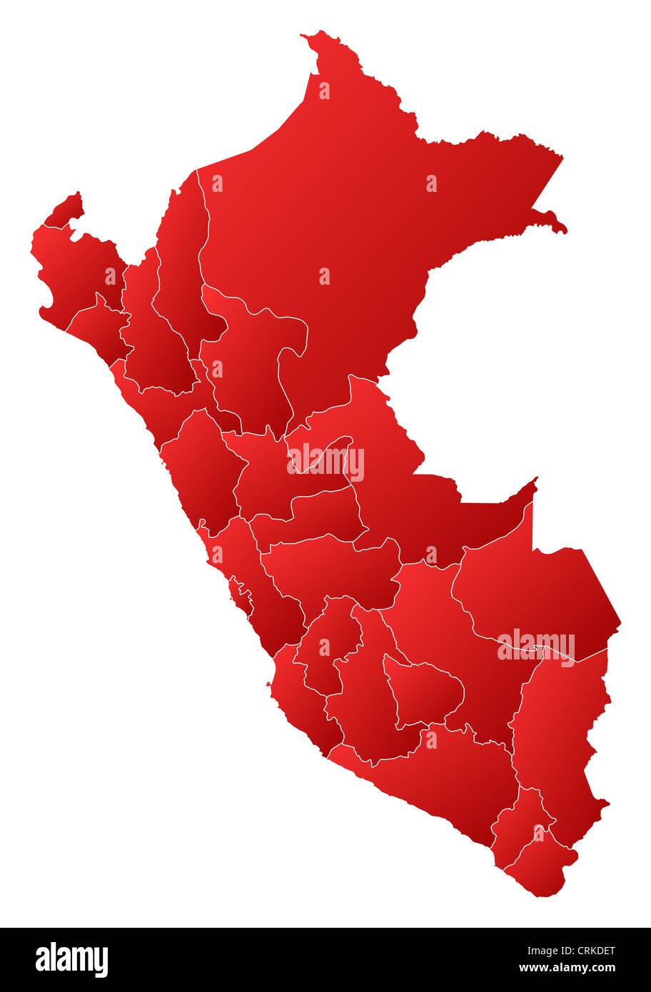 Politische Karte von Peru mit den verschiedenen Regionen ...