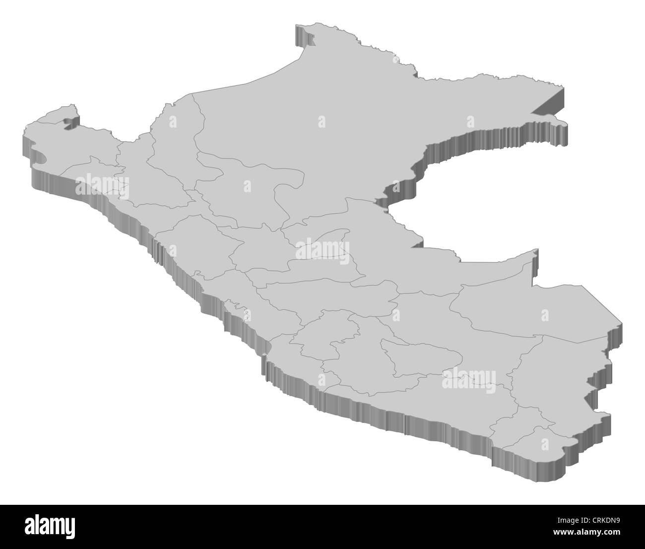 Politische Karte von Peru mit den verschiedenen Regionen ...