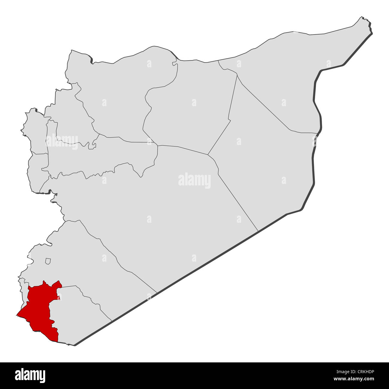 Politische Karte von Syrien mit den mehreren Provinzen wo Daraa ...