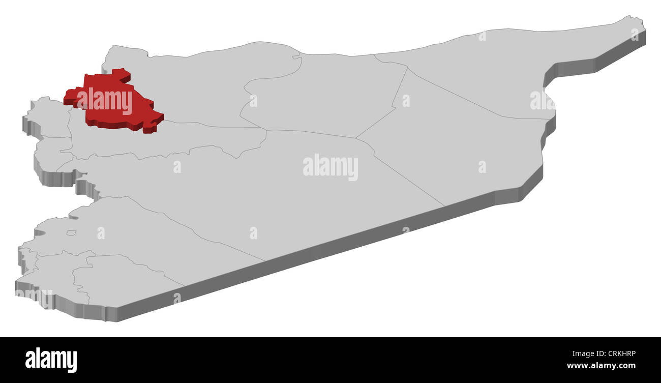 Politische Karte von Syrien mit den mehreren Provinzen wo Idlib ...