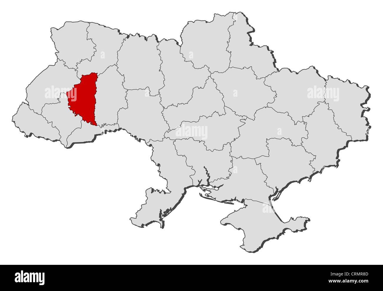 Politische Landkarte der Ukraine mit der mehrere Oblasten Ternopil wo ...