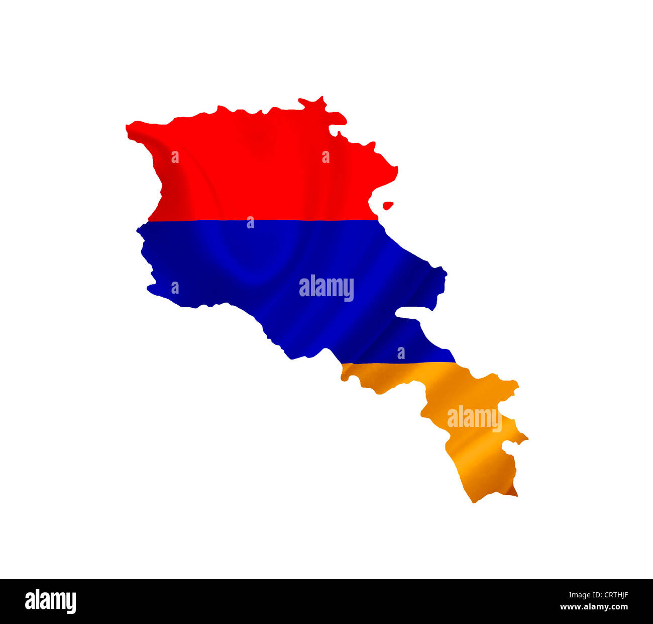 Karte von Armenien mit wehende Flagge isoliert auf weiss ...