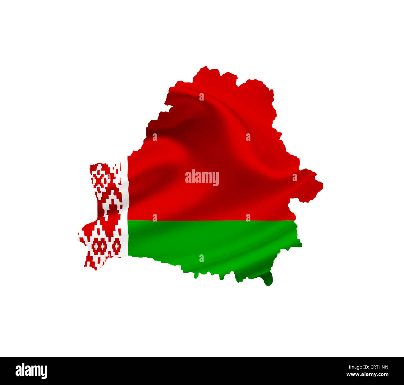 Karte von Belarus mit wehende Flagge isoliert auf weiss Stockfotografie ...