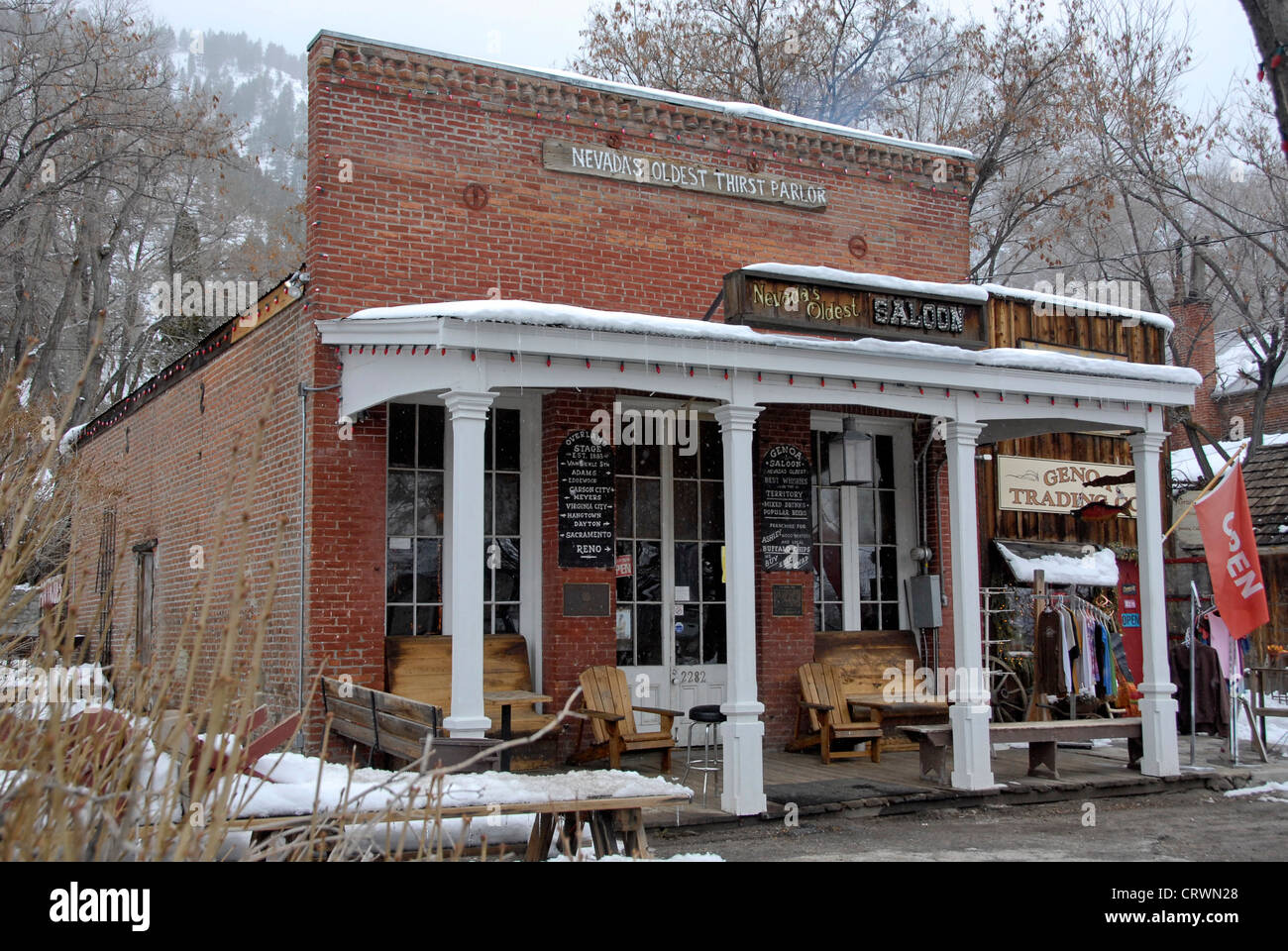 Genua-Saloon in der historischen Stadt Genua in Carson Valley, Nevada ...