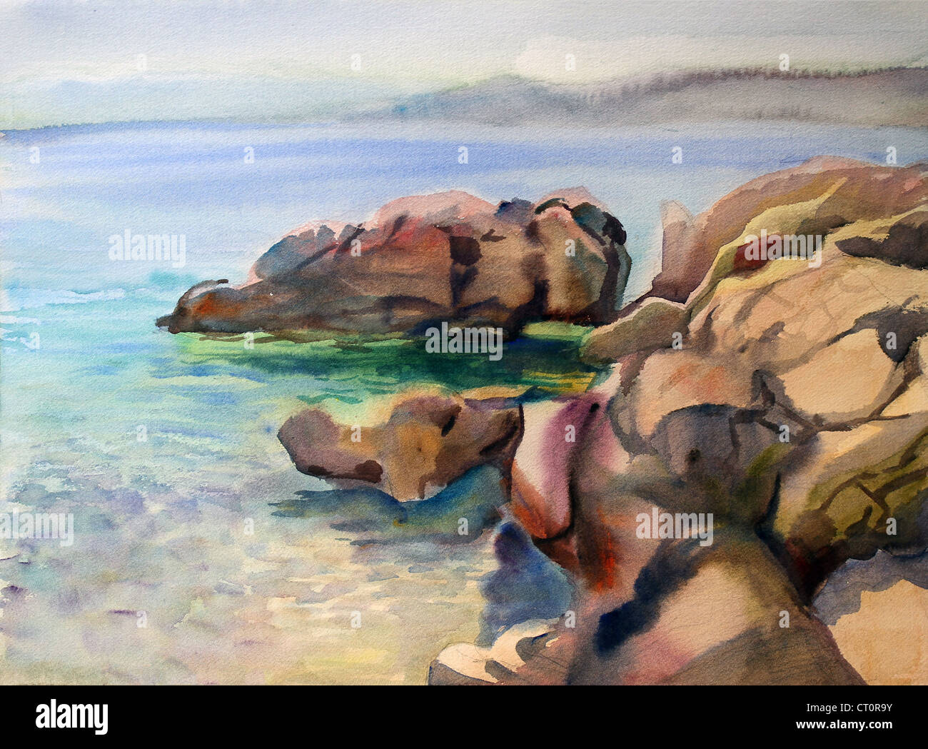 Aquarellmalerei seelandschaft himmel -Fotos und -Bildmaterial in hoher Auflösung – Alamy