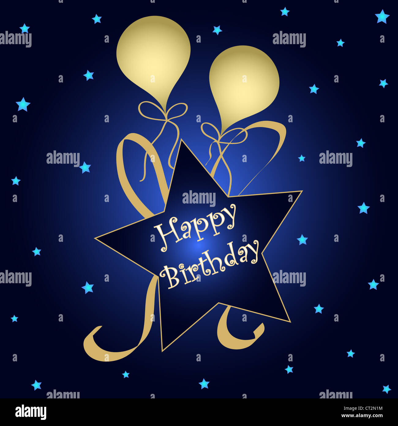 Stars und Ballons mit Happy Birthday Wünsche Stockfotografie - Alamy