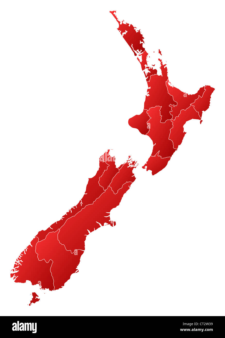 Politische Karte von Neuseeland mit mehreren Regionen Stockfotografie ...