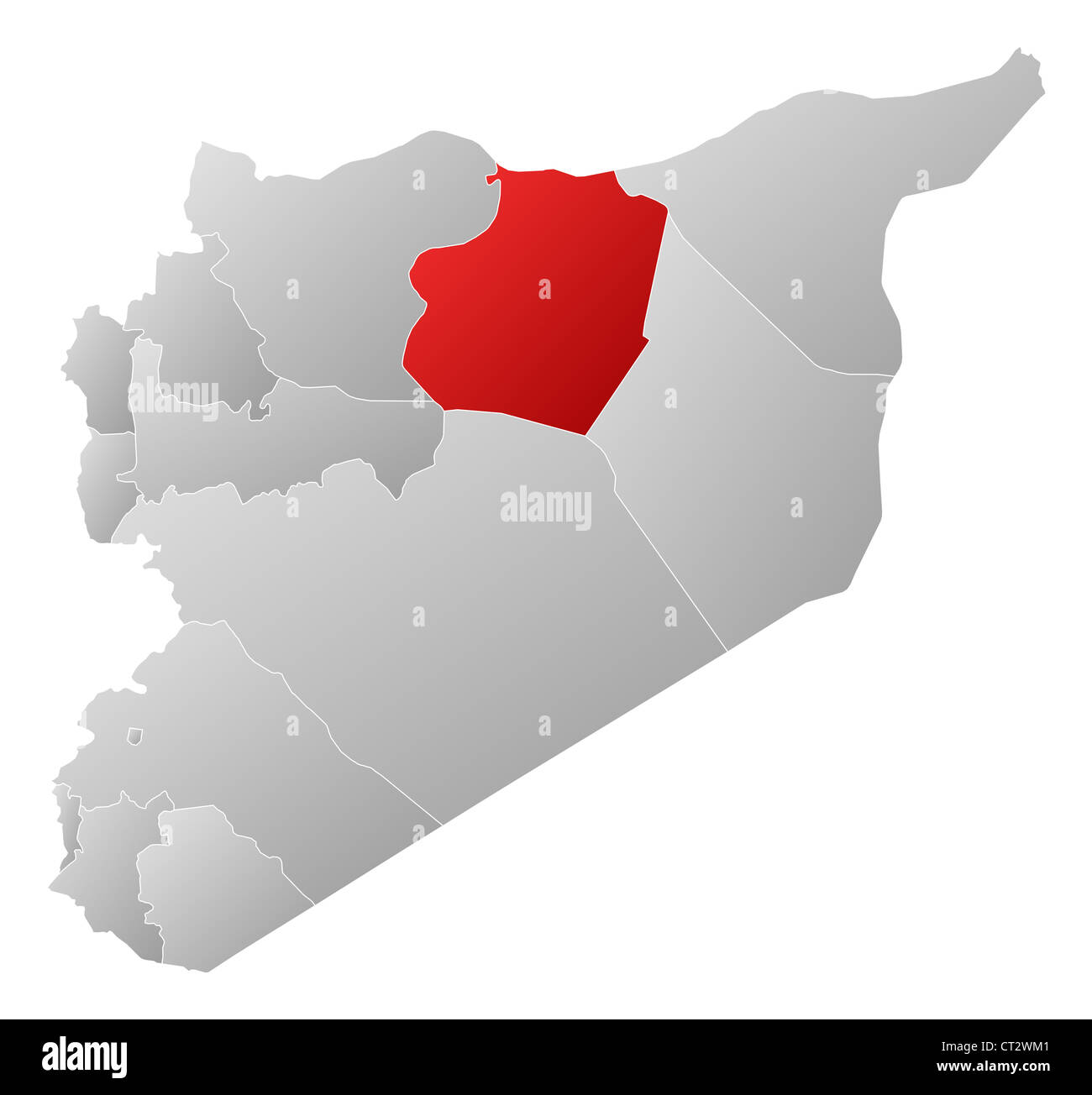 Politische Karte von Syrien mit mehreren Provinzen wo Ar-Raqqa markiert ...