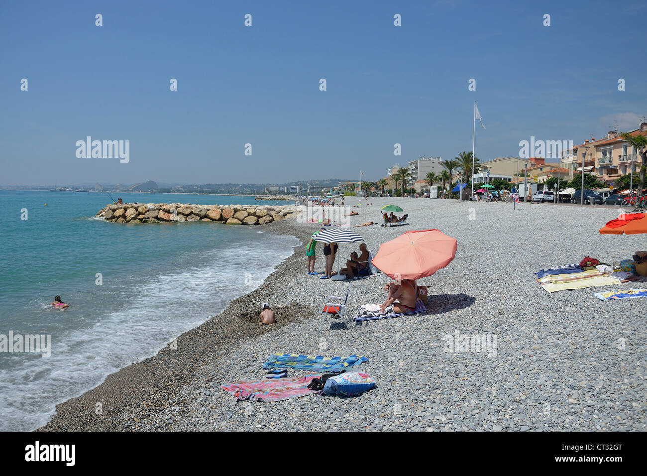 Strand zu sehen, Cagnes-Sur-Mer, Côte d ' Azur, Alpes-Maritimes ...