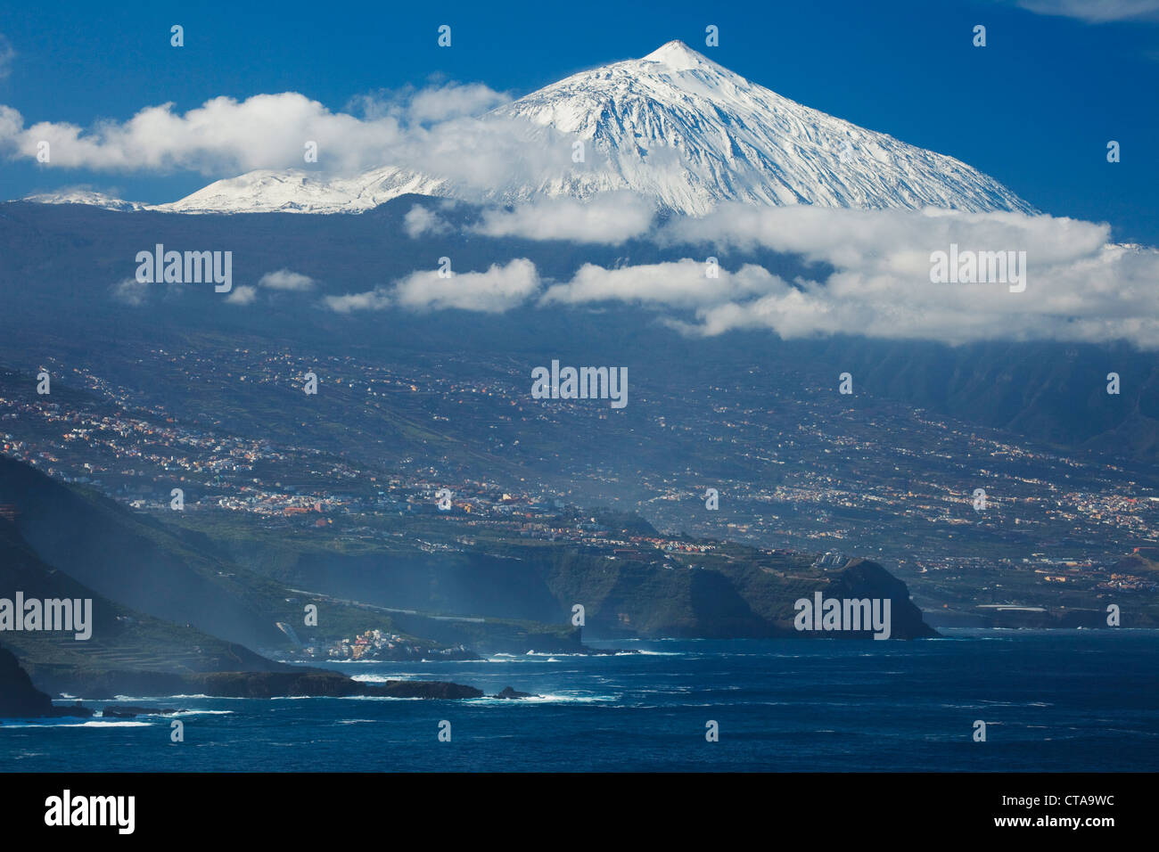 Küste, Tal der Orotava, Blick auf Teide 3718m, Inseln Wahrzeichen, Land ...