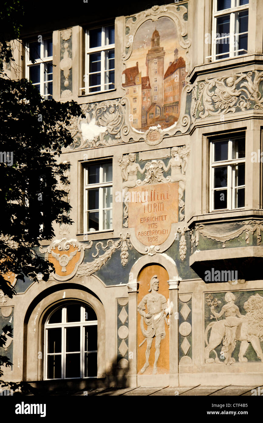 München, malte Barockhaus am Rindermarkt Ecke Stockfotografie - Alamy