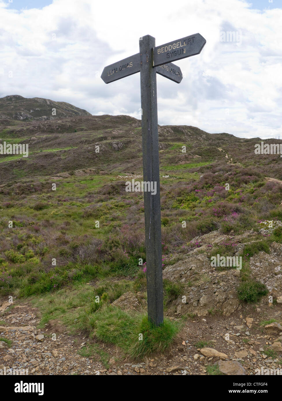 Snowdonia Nationalpark Gwynedd North Wales Wegweiser hergestellt aus ...