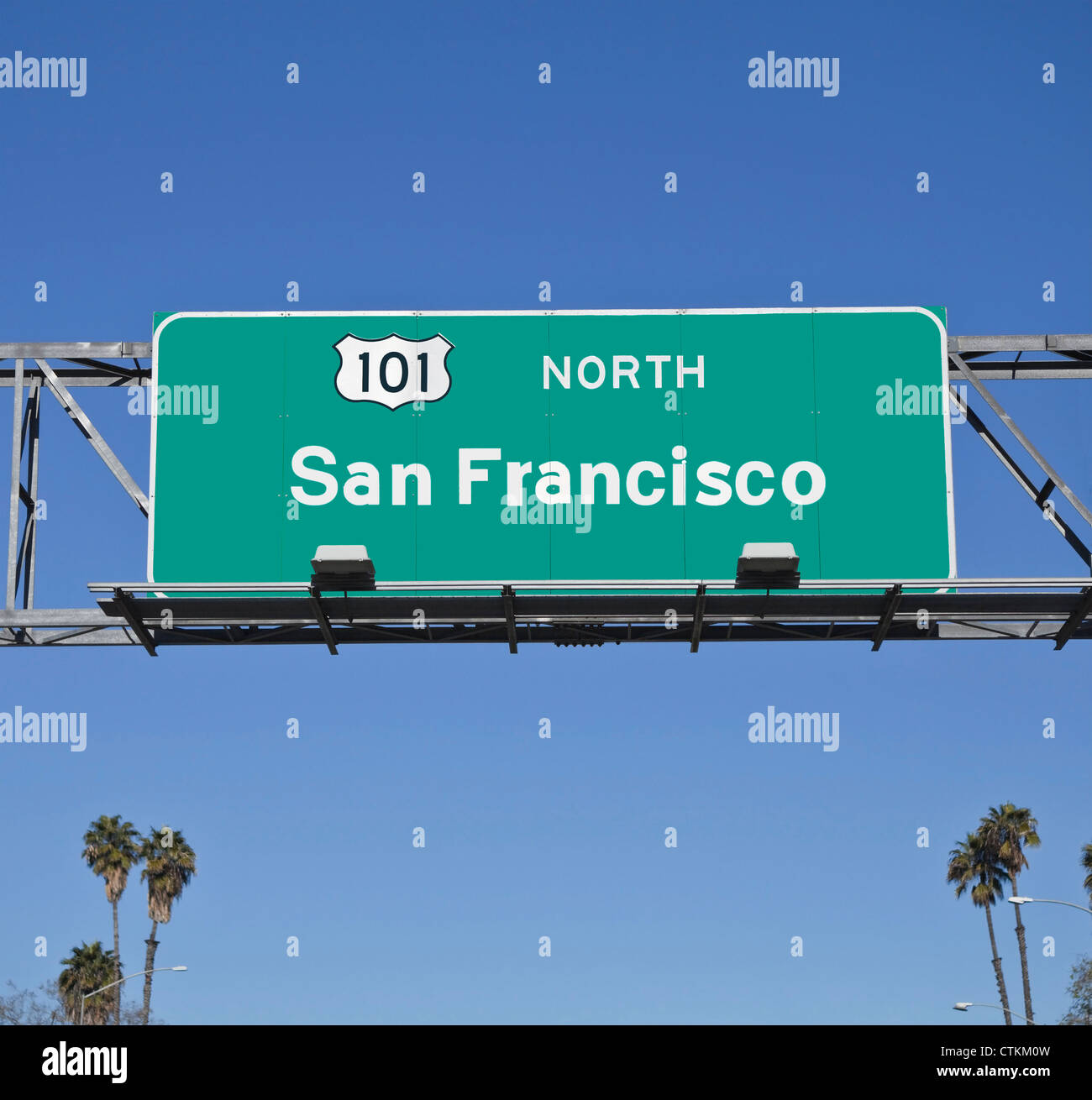 San Francisco 101 Freeway Schild mit Palmen Stockfotografie - Alamy
