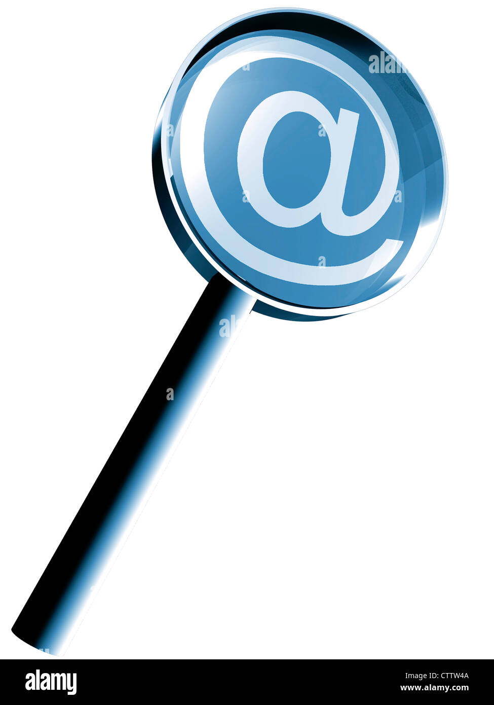 Lupe Mit an Zeichen Auf Weißem Hintergrund Stockfotografie - Alamy