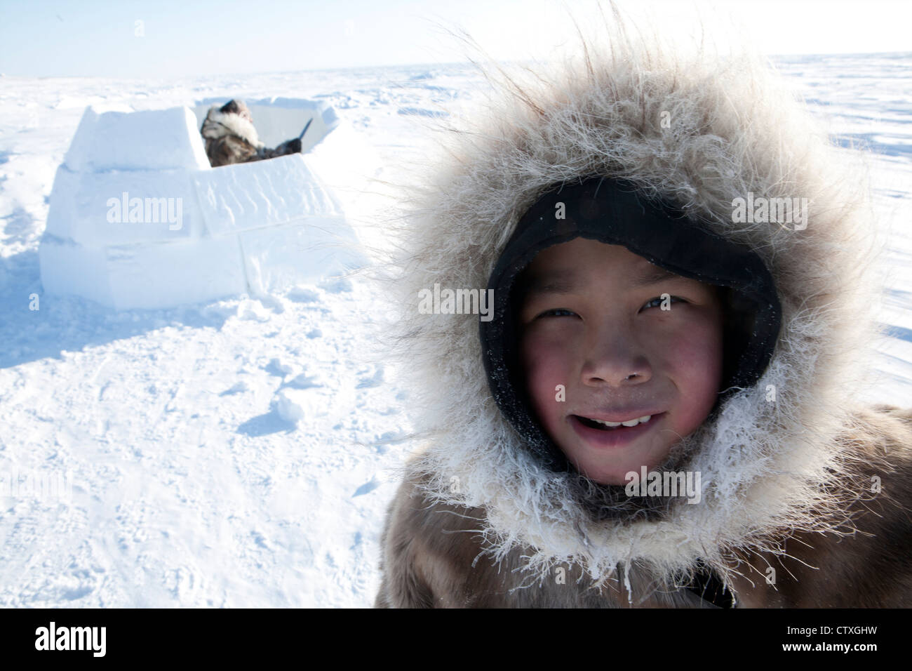 Inuit Junge Am Nordpol Stockfotografie Alamy