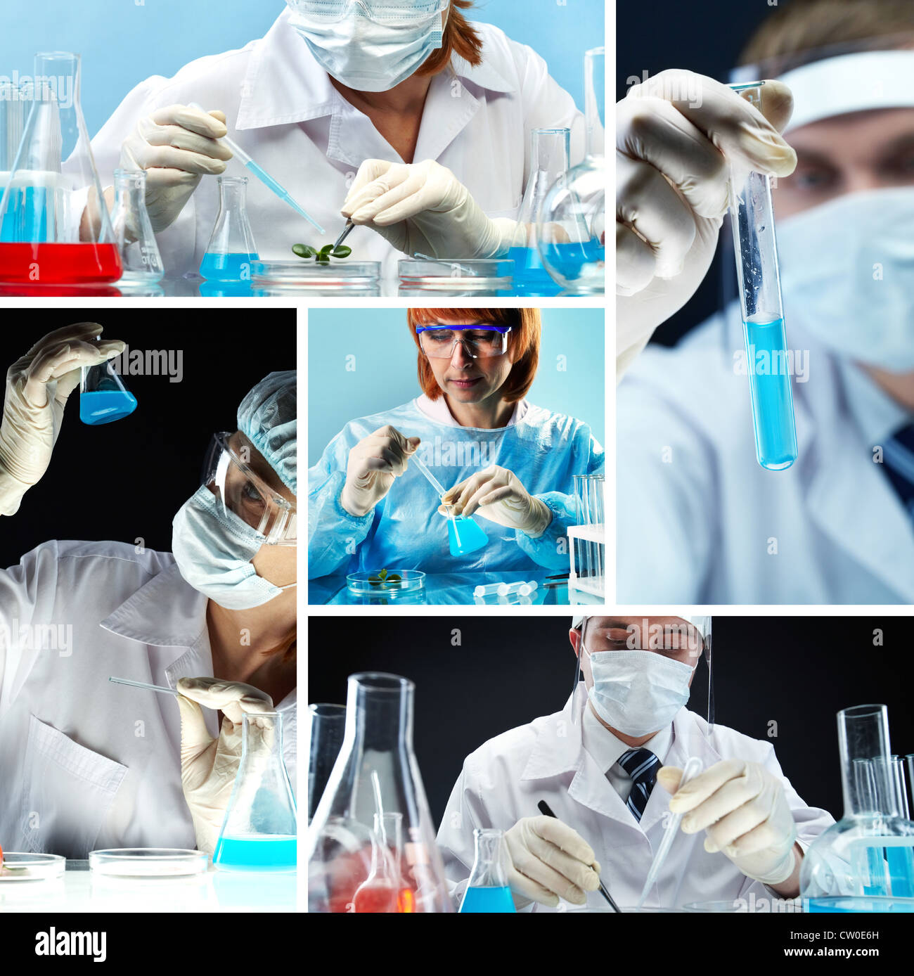 Collage von Menschen in medizinischen Uniform arbeiten im Labor ...