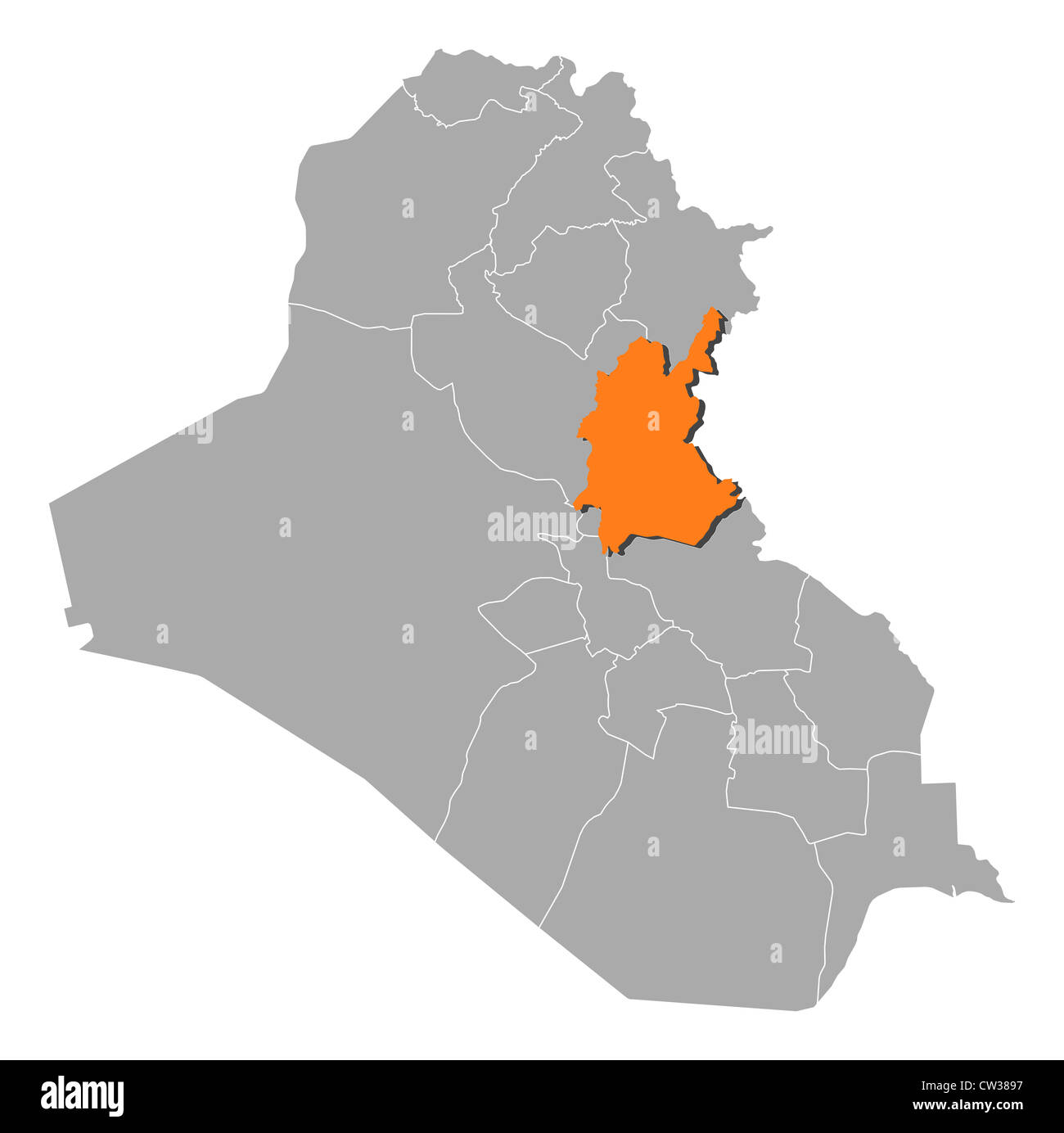 Politische Karte des Irak mit den mehrere Provinzen Diyala wo markiert ...