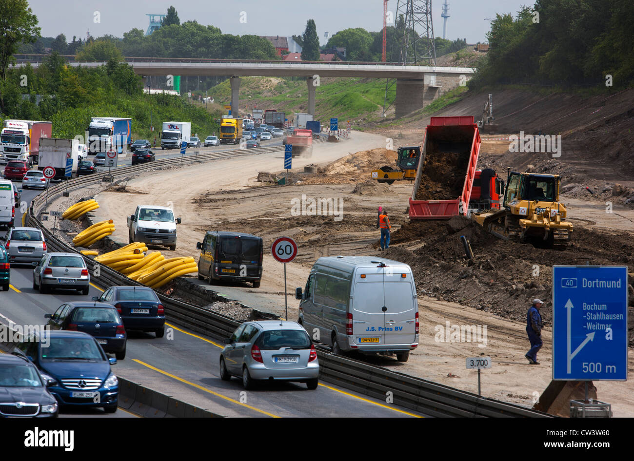 Baustelle der Autobahn A40, Autobahn, Autobahn. Erweiterung, neue ...