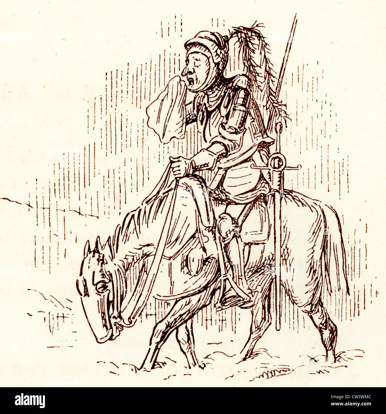 Comic-Skizze von T S selbst zeigt einen Ritter mit einem kalten ...