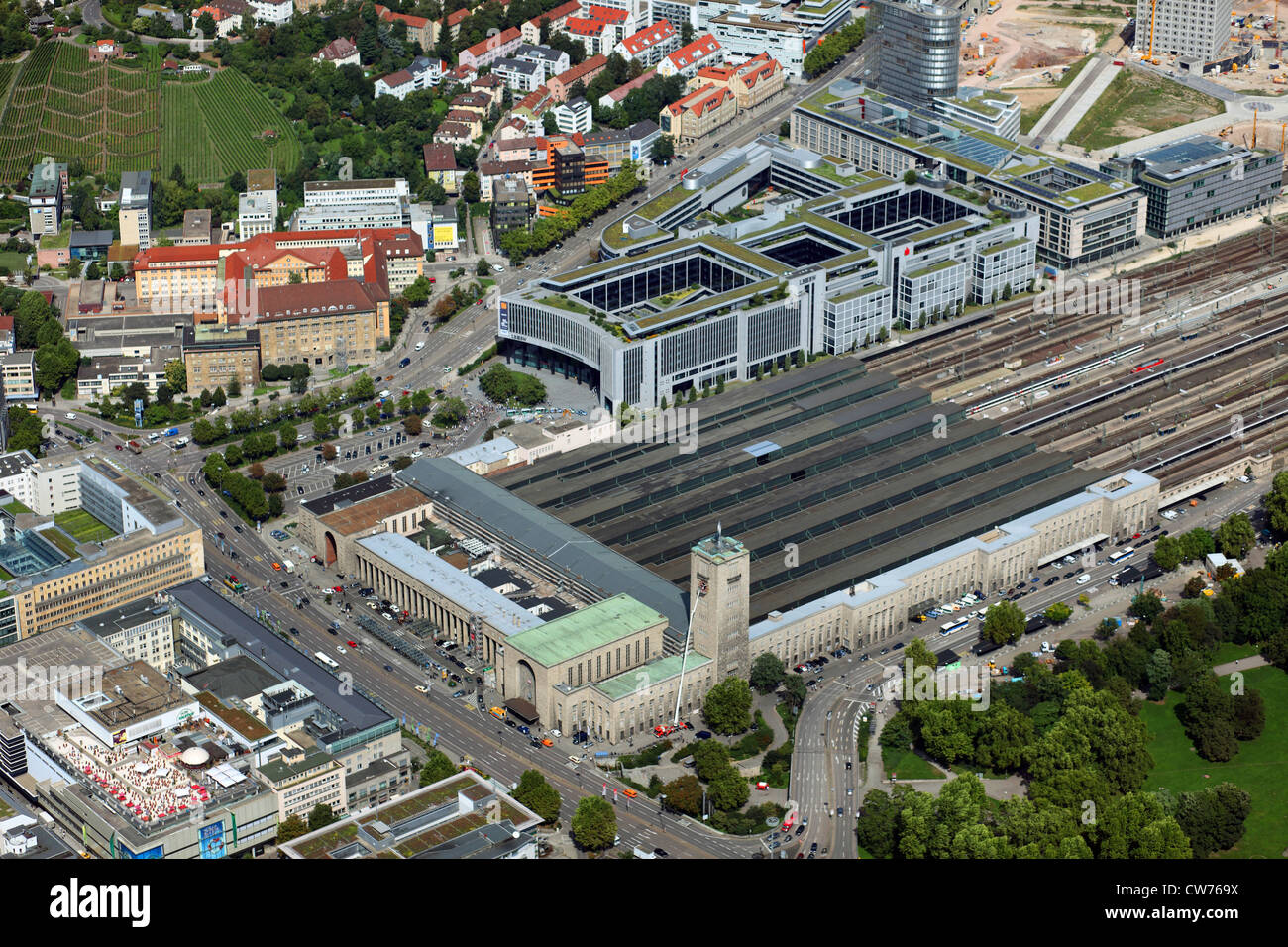Stuttgarter Hauptbahnhof, Blick von Süd-West, Deutschland, Baden ...