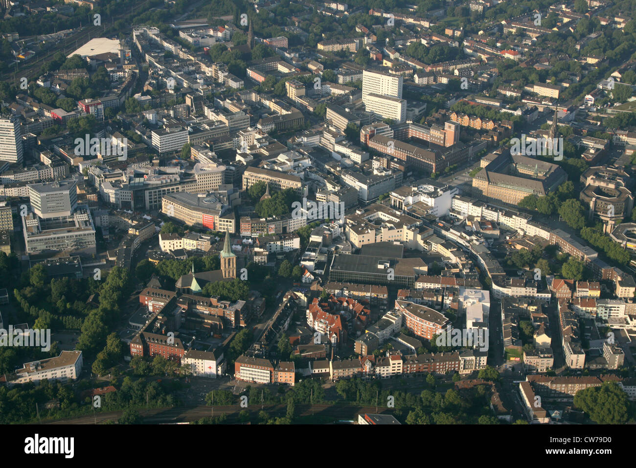 Bochum City mit Lagerhallen, Propstei-Kirche und Rathaus, Bochum ...