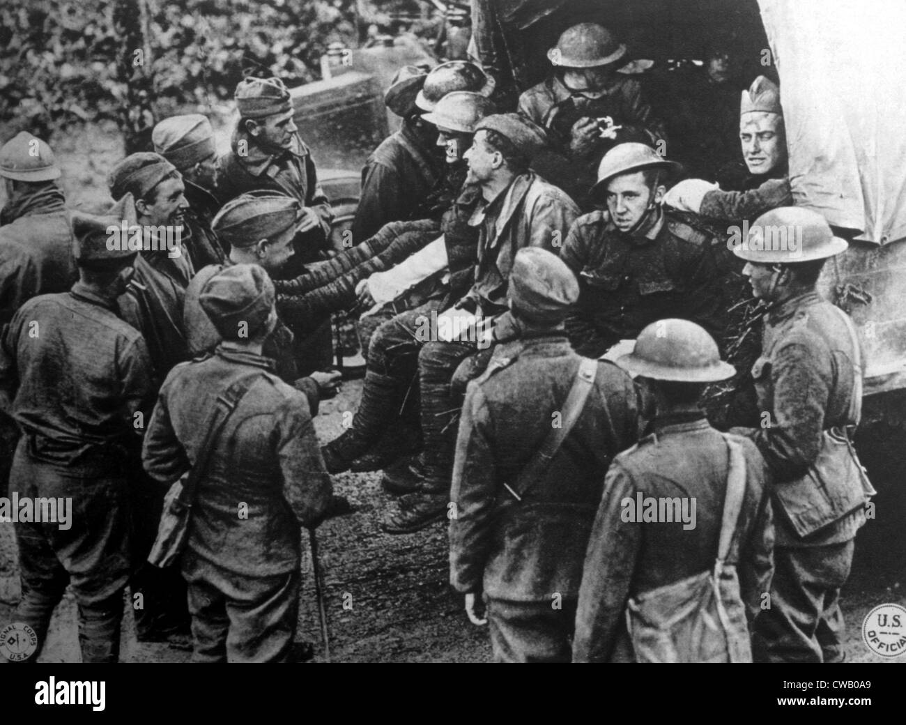 Ersten Weltkrieg verwundete amerikanische Soldaten hinter den Linien, U ...