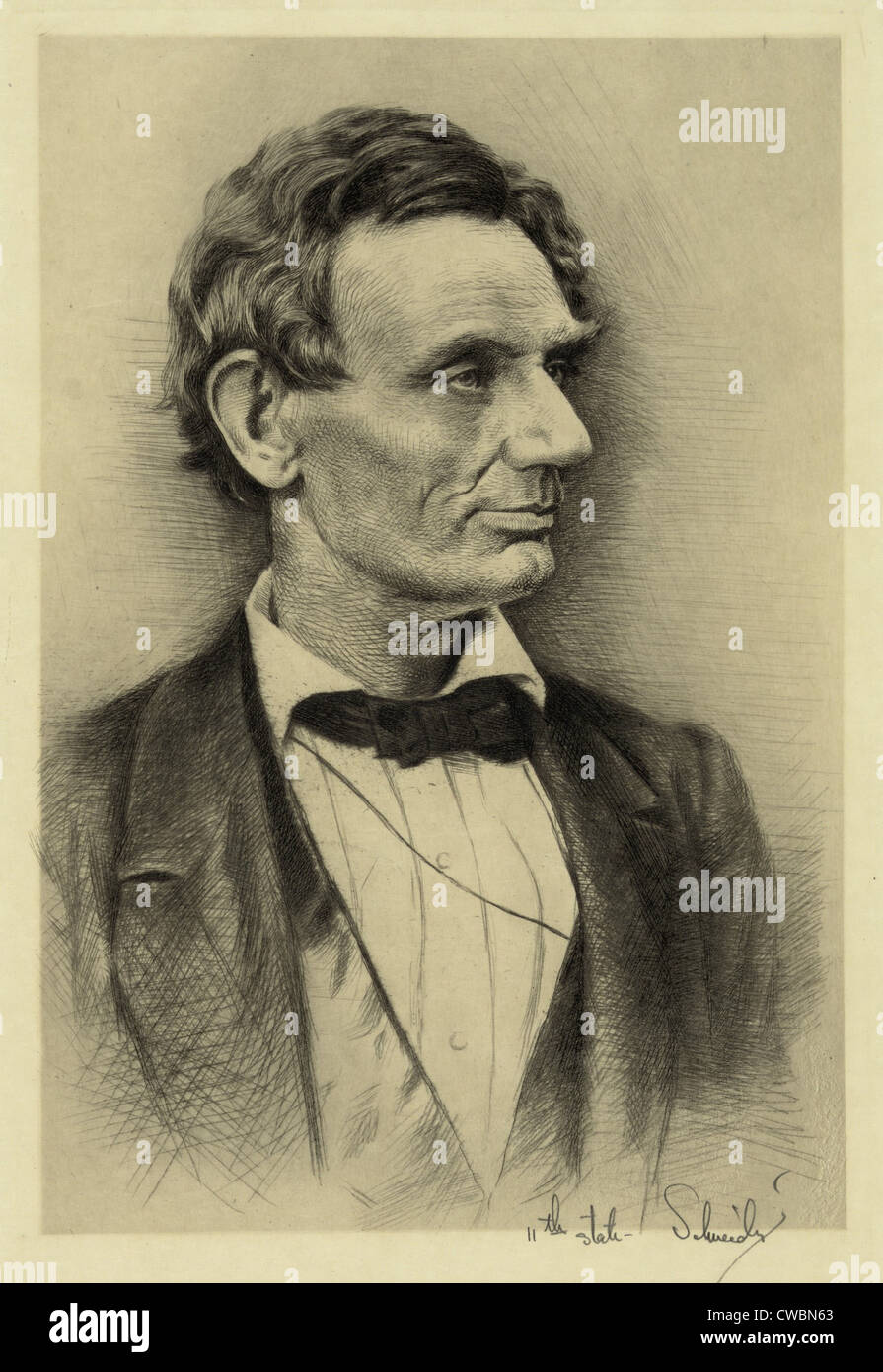 Abraham Lincoln Portrait Radierung gemacht im frühen 20. Jahrhundert ...