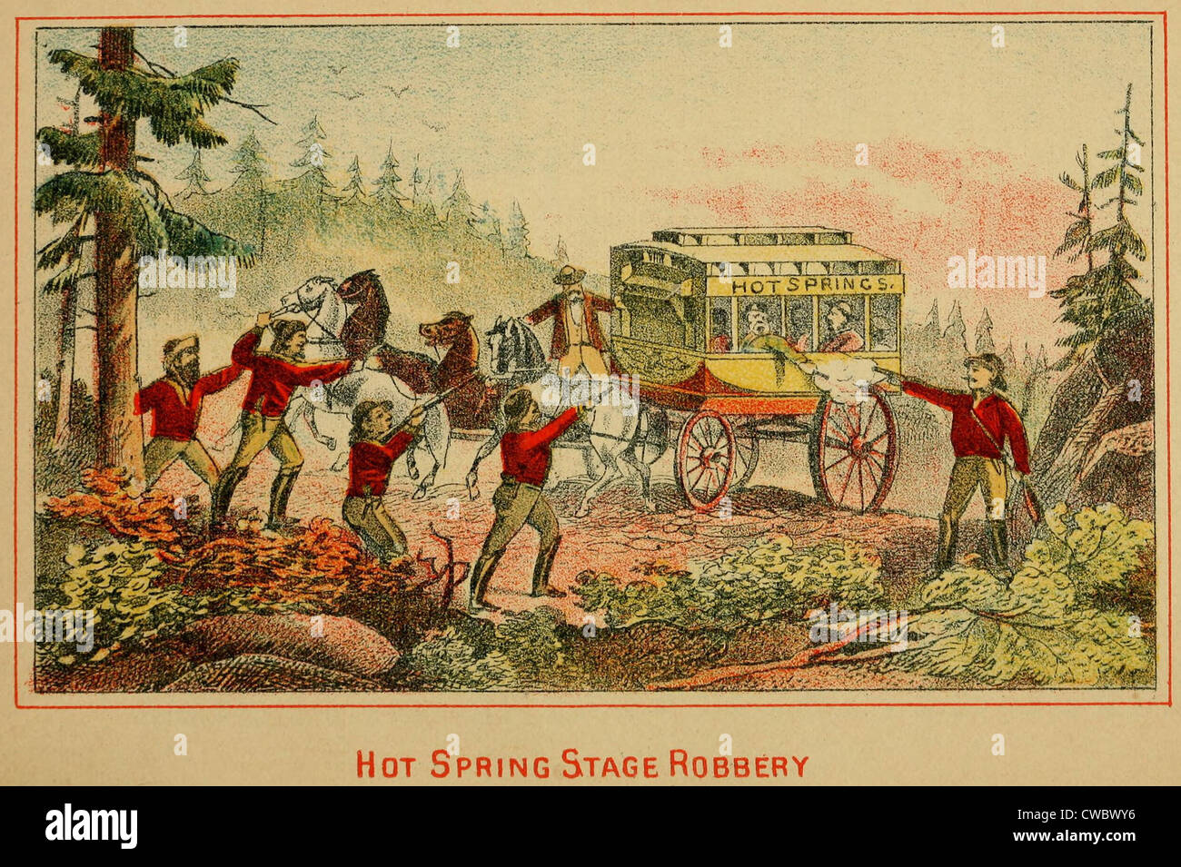 Jesse und Frank James Cole, John und Bob Younger, beraubt die Hot ...