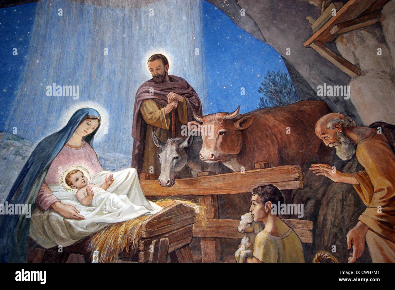 Krippe Bethlehem Hirten Feld Kirche Stockfotografie - Alamy