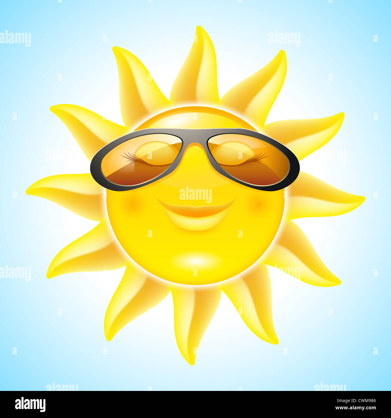Lächelnde Sonne mit Sonnenbrille. Coole Comic-Figur für design ...
