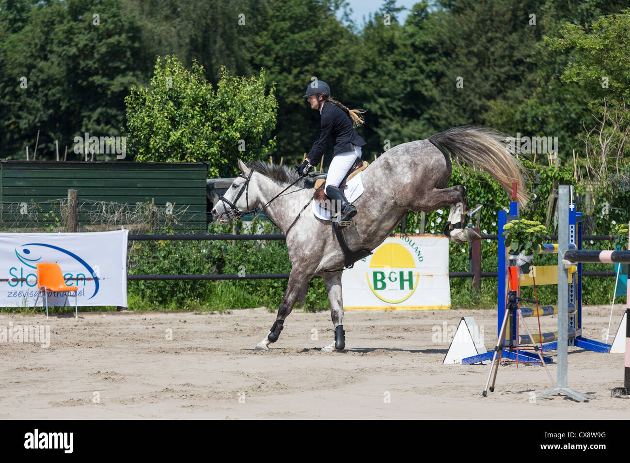 Sport pferderennen action springzaun Stockfotos und -bilder Kaufen - Alamy