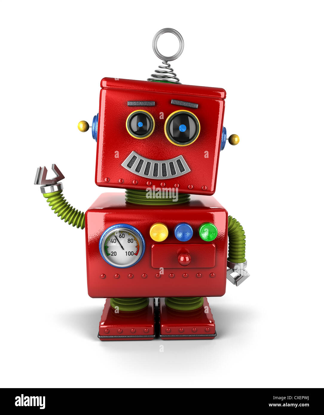 Friendly robot waving hello isolated -Fotos und -Bildmaterial in hoher ...