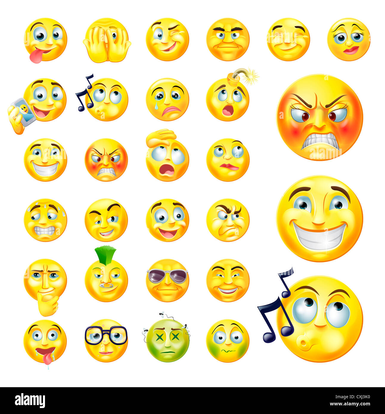 Eine Reihe von sehr originelle Emoticons oder Emoji Symbole, die für ...
