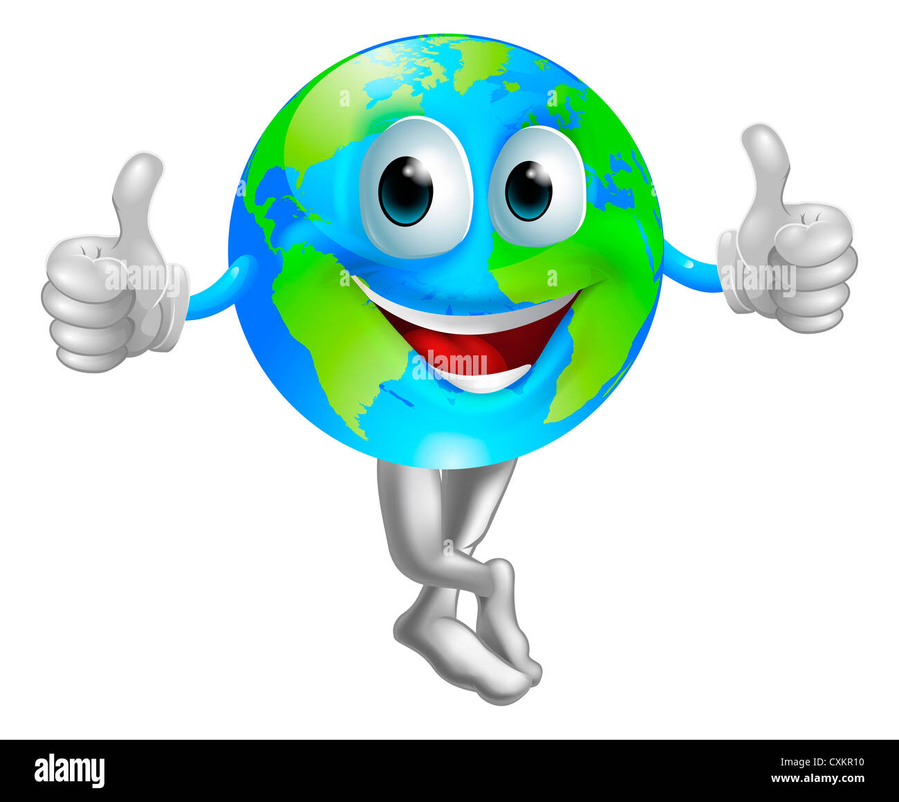 Ein Cartoon Globus Maskottchen Mann mit ein glückliches Gesicht tun ...