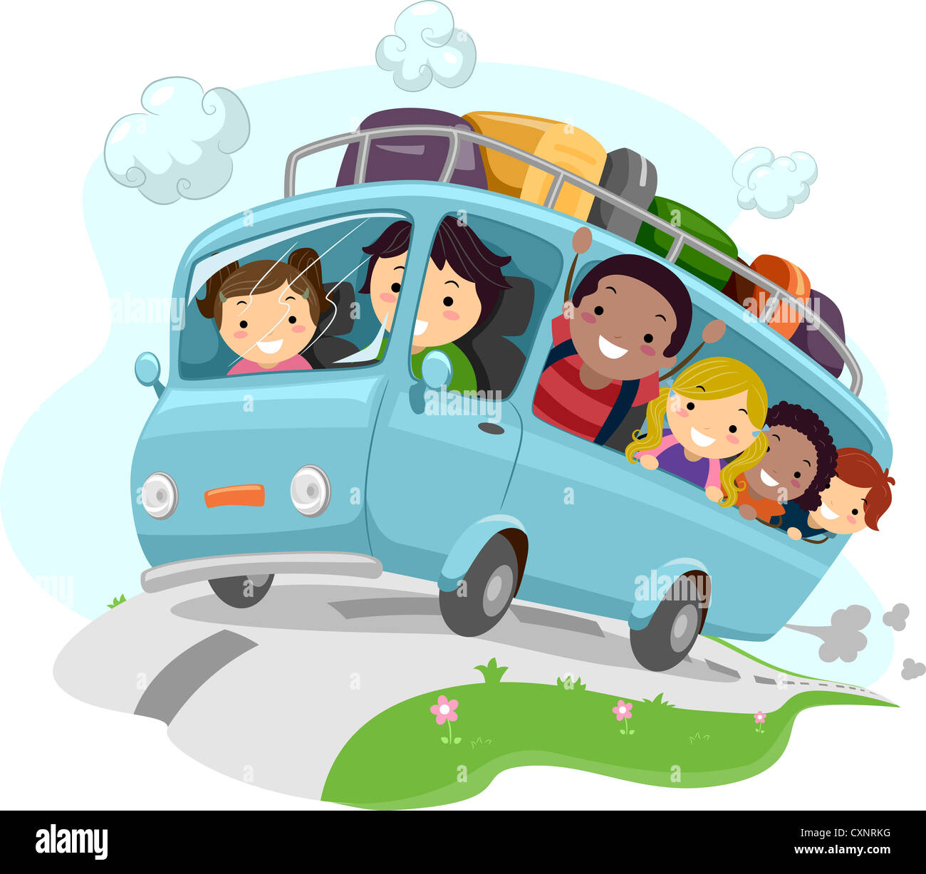 Illustration Kids Bus Stockfotos und -bilder Kaufen - Alamy