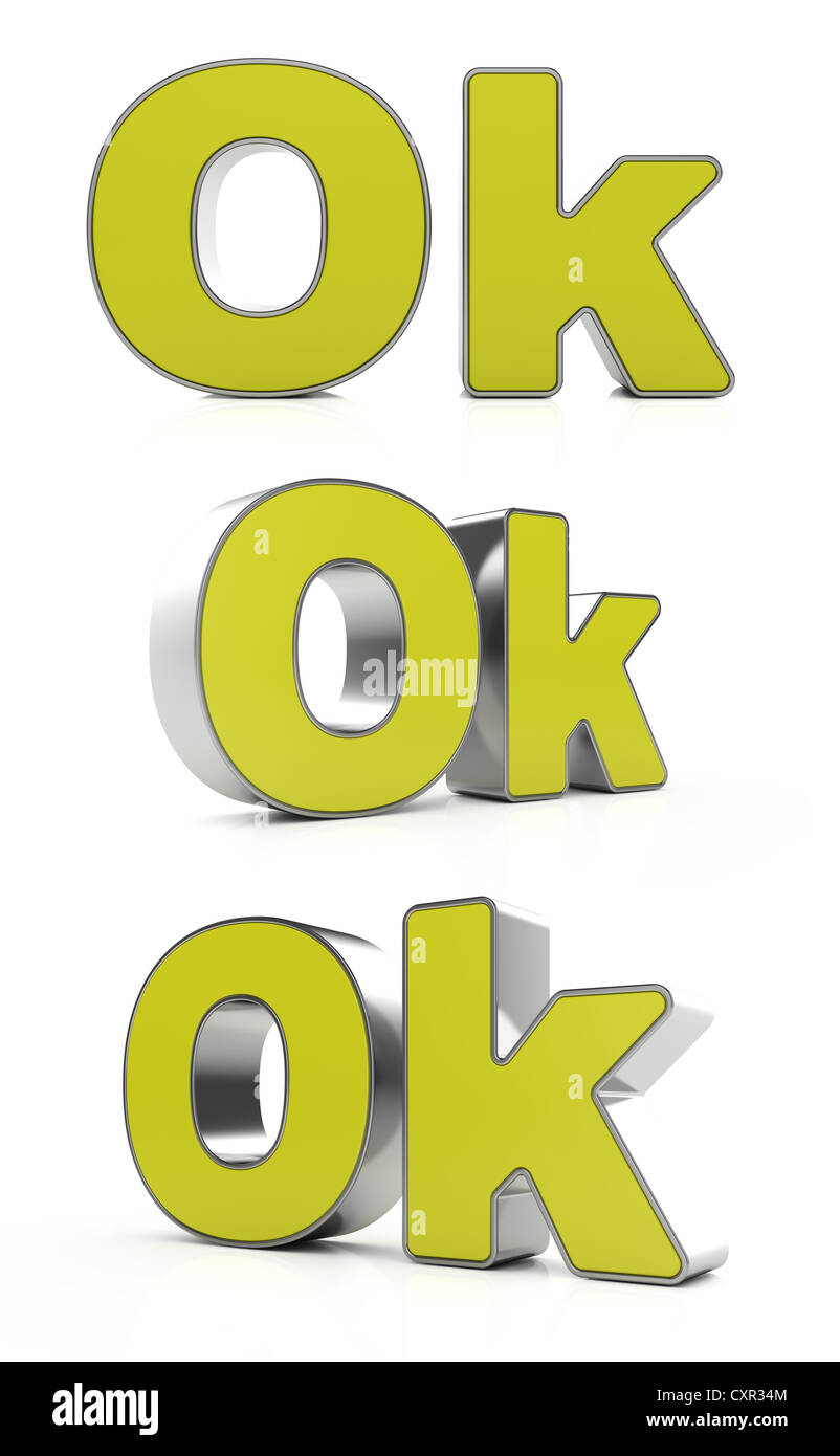 3D Darstellung der verschiedenen Ansichten ja Zeichen Stockfotografie ...