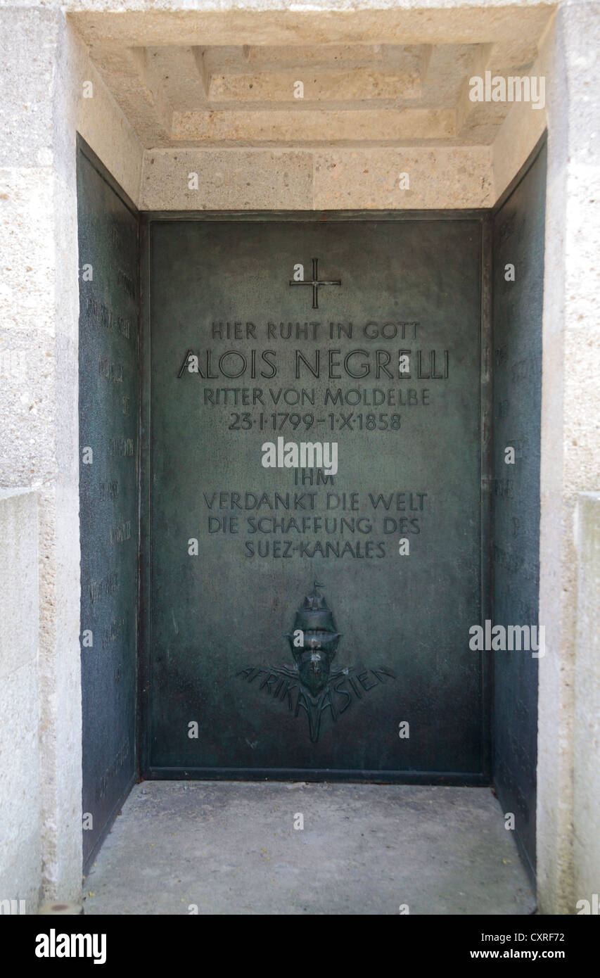 Das Grab von dem österreichischen Ingenieur Alois Negrelli auf dem ...