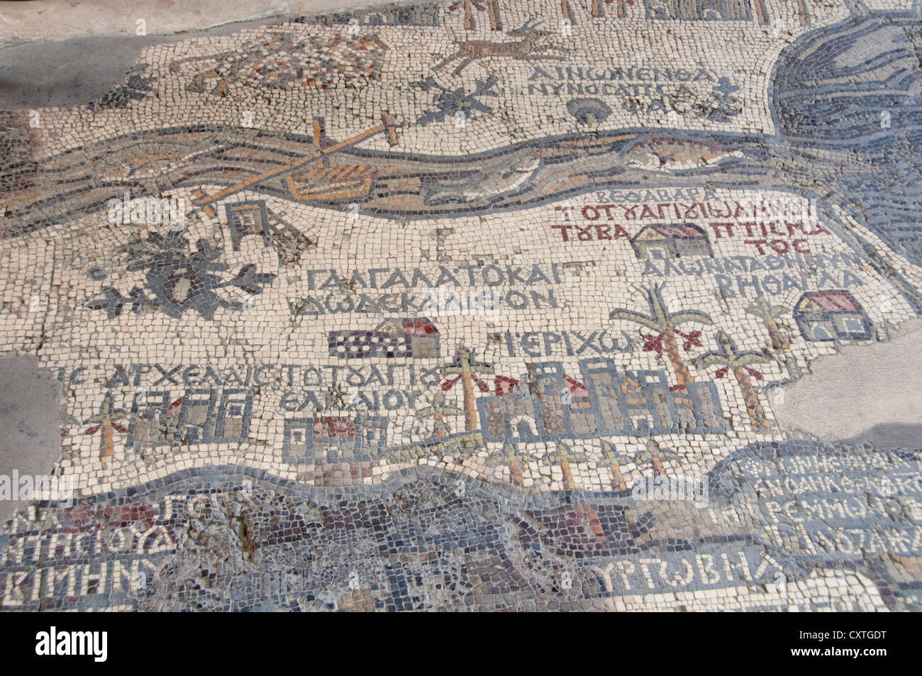 Jordan River Gebiet von Madaba Karte Mosaik, griechisch-orthodoxe ...