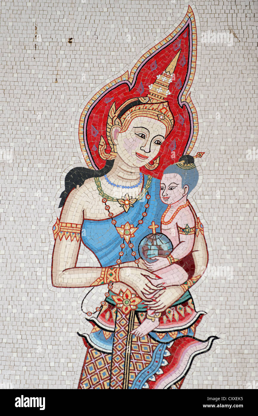 Madonna mit Kind, Mosaik aus Thailand, Basilika der Verkündigung ... Madonna mit Kind, Mosaik aus Thailand, Basilika der Verkündigung ...