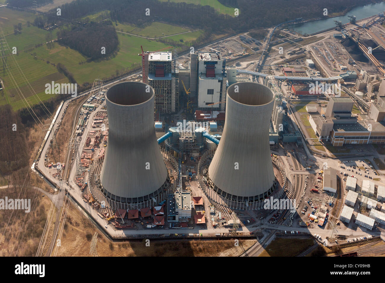 Luftaufnahme, Kraftwerk Westfalen, RWE Power, Hamm-Uentrop, Ruhrgebiet, Nordrhein-Westfalen ...