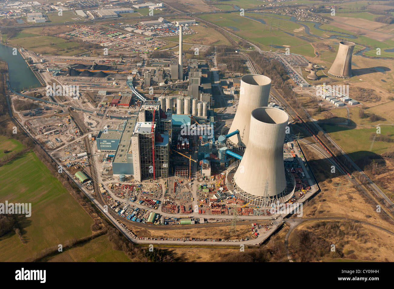 Luftaufnahme, Kraftwerk Westfalen, RWE Power, Hamm-Uentrop, Ruhrgebiet, Nordrhein-Westfalen ...