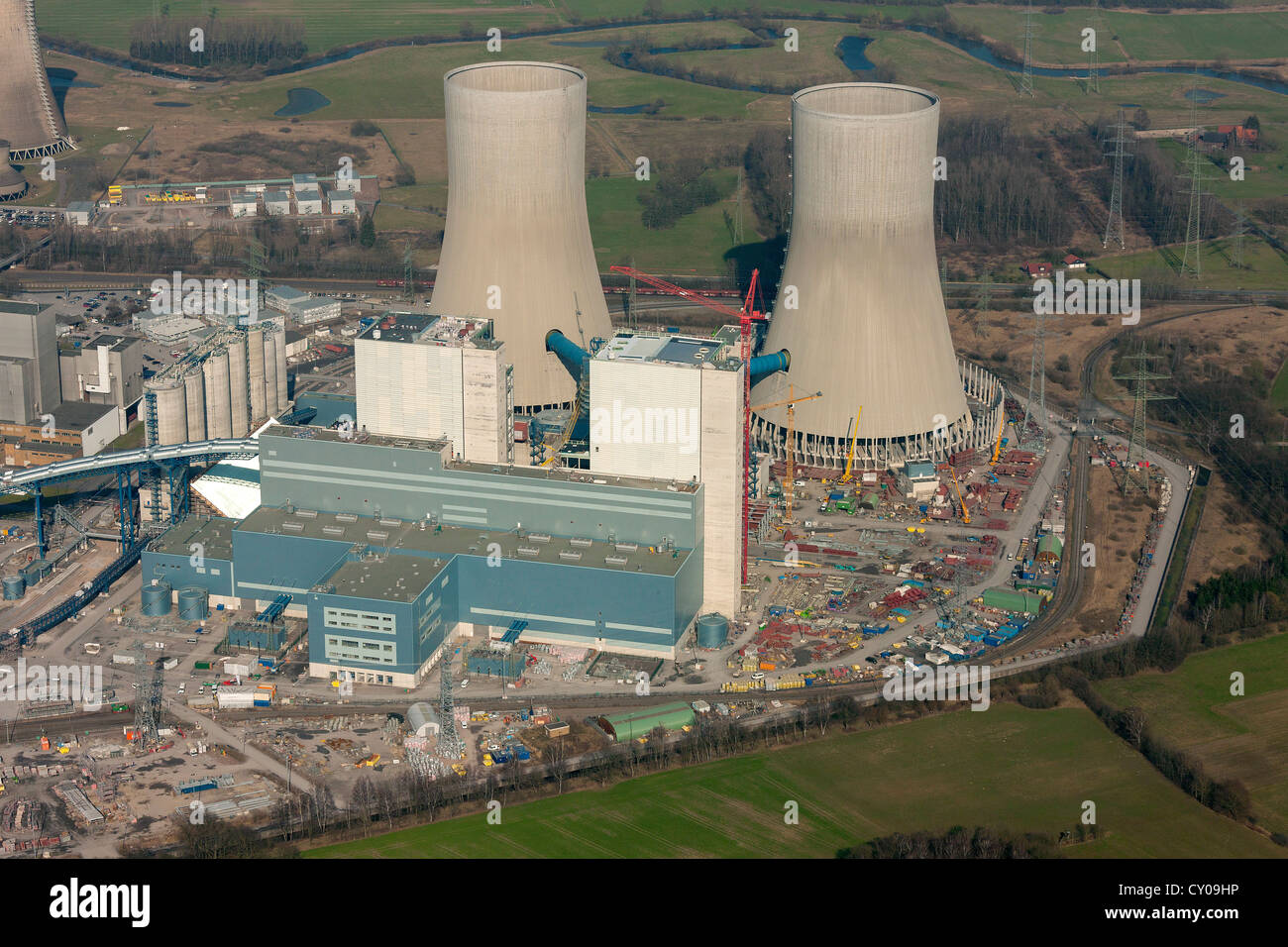 Luftaufnahme, Kraftwerk Westfalen, RWE Power, Hamm-Uentrop, Ruhrgebiet, Nordrhein-Westfalen ...