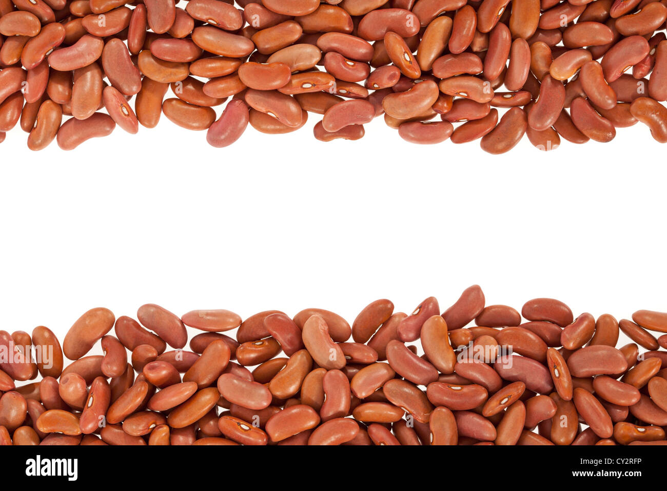 Kidneybohnen oder rote Bohnen in einem Rahmen angeordnet ...