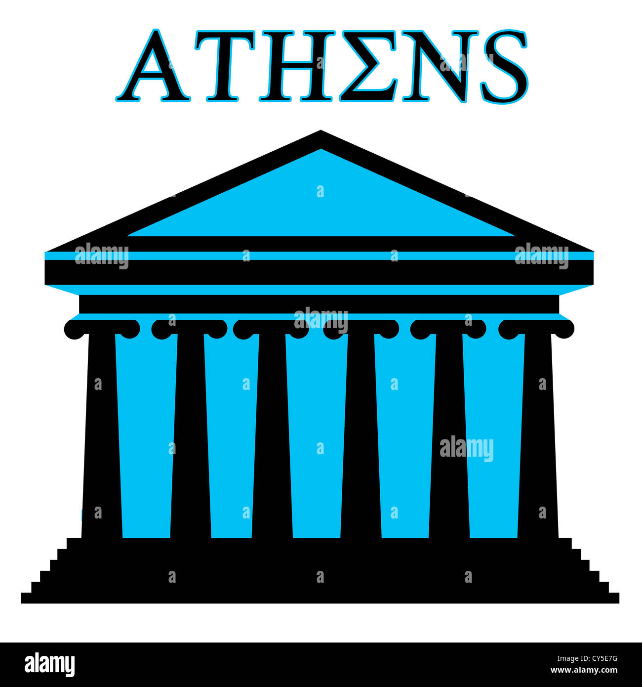 Athen-Symbol mit Parthenon Symbol auf weißem Hintergrund, Vektor ...