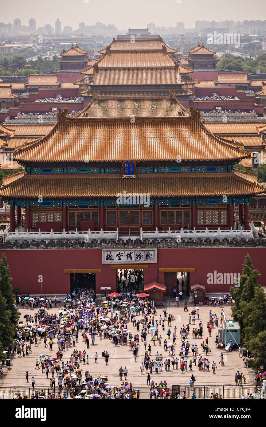 Luftbild von der verbotenen Stadt von Prospect Hill im Jing Shan Park ...
