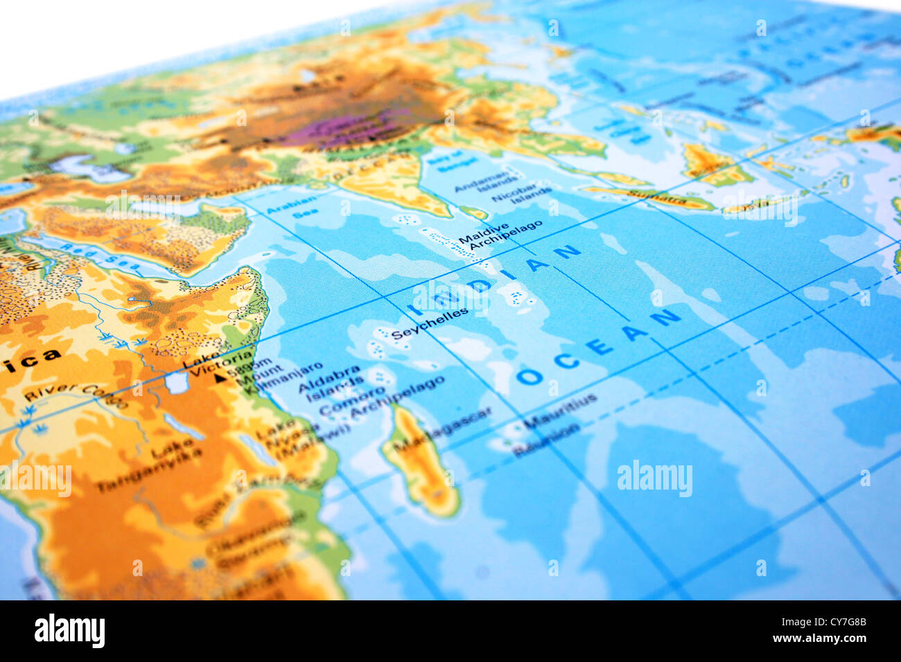 Teil der Weltkarte mit Europa, Asien und Afrika Stockfotografie - Alamy