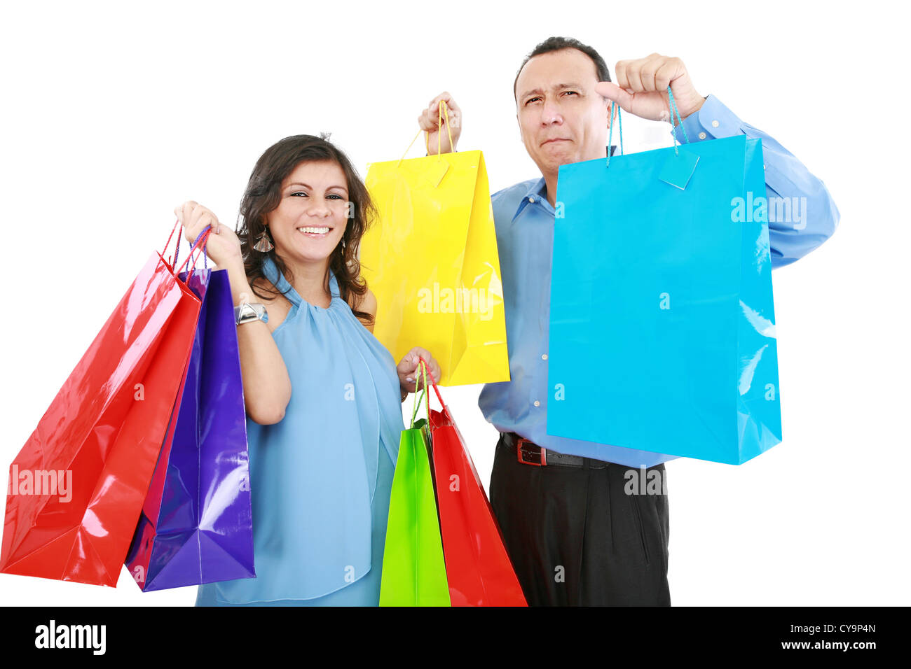 Bored Man Shopping Bags Woman Stockfotos und -bilder Kaufen - Alamy